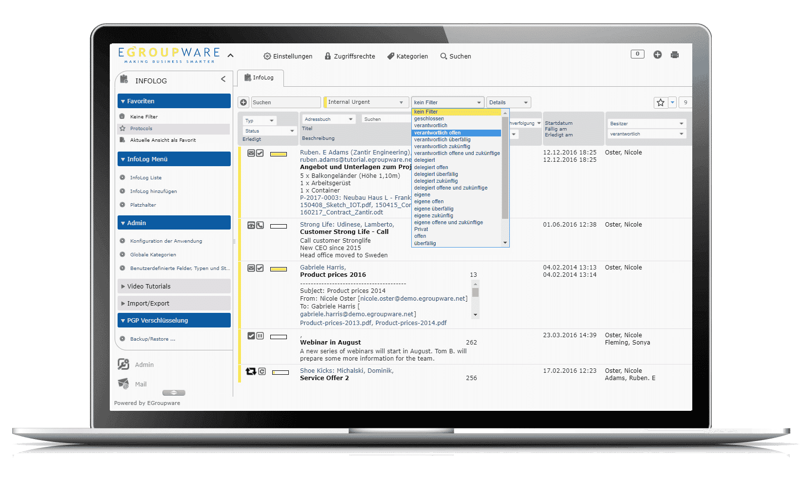 Task creation (ToDo list) and project-specific tasks