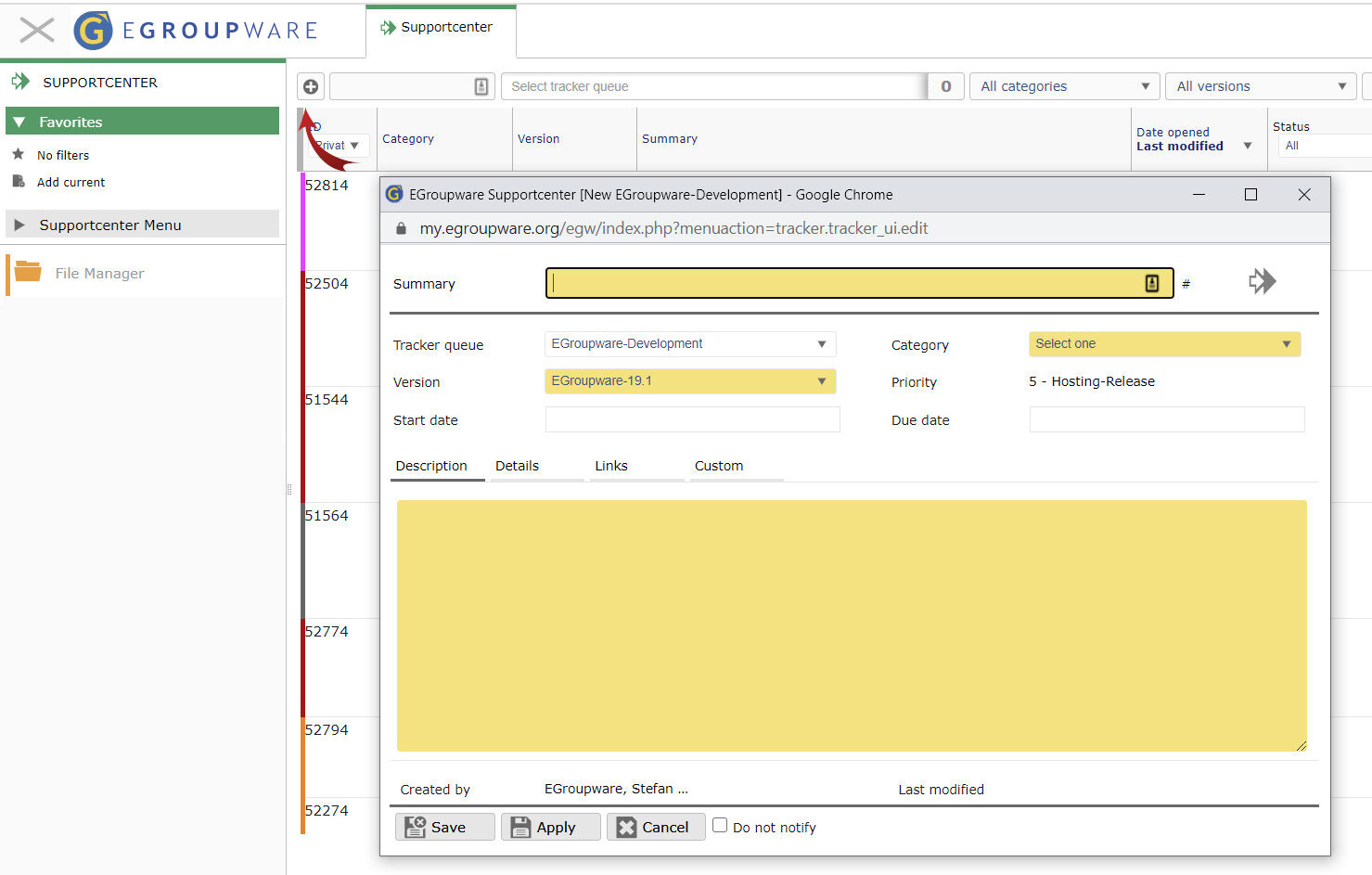 Customer Support Login for EGroupware
