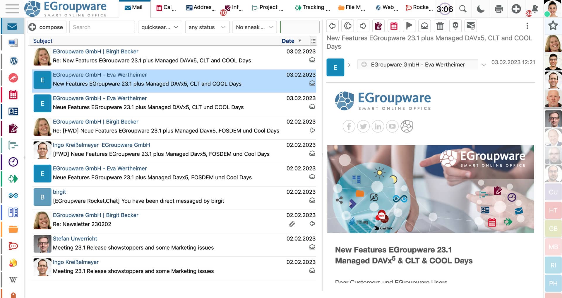 New Features EGroupware 23.1 plus Managed DAVx5, CLT and COOL Days
